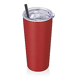 DOMICARE 20 oz Tumbler with Lid and Straw, Stainless Steel Tumblers Bulk Vacuum Insulated Tumbler Travel Coffee Mug Pack of 1, Red
