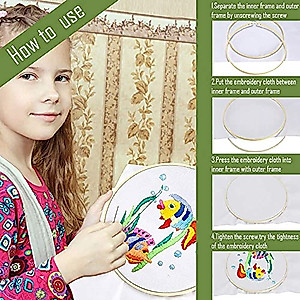 Caydo 7 Pieces 7 Sizes Embroidery Hoops Set 4 inch to 12 inch Bamboo Circle Cross Stitch Hoop Rings for Craft Sewing and Ornaments