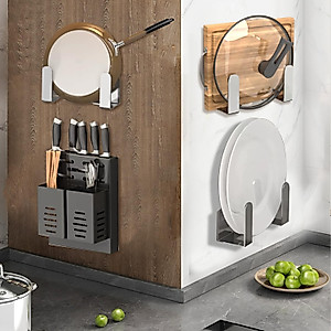 Pot Lid Rack Holder Stainless Steel Pot Lid Organizer Wall Mounted Design Pan Lid Organizer Cutting Board Holder for Place Pot Covers, Cutting Boards,Bakeware Dish Plate,Serving Trays(7.9*3.2in)