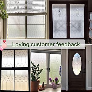 Windimiley Window Privacy Film Stained Glass Frosted Glass Window Clings Moroccan Lattice Decorative Bathroom Door Coverings UV Sun Blocking Heat Control Removable Home Tint,(17.5X118.1in,Pure)