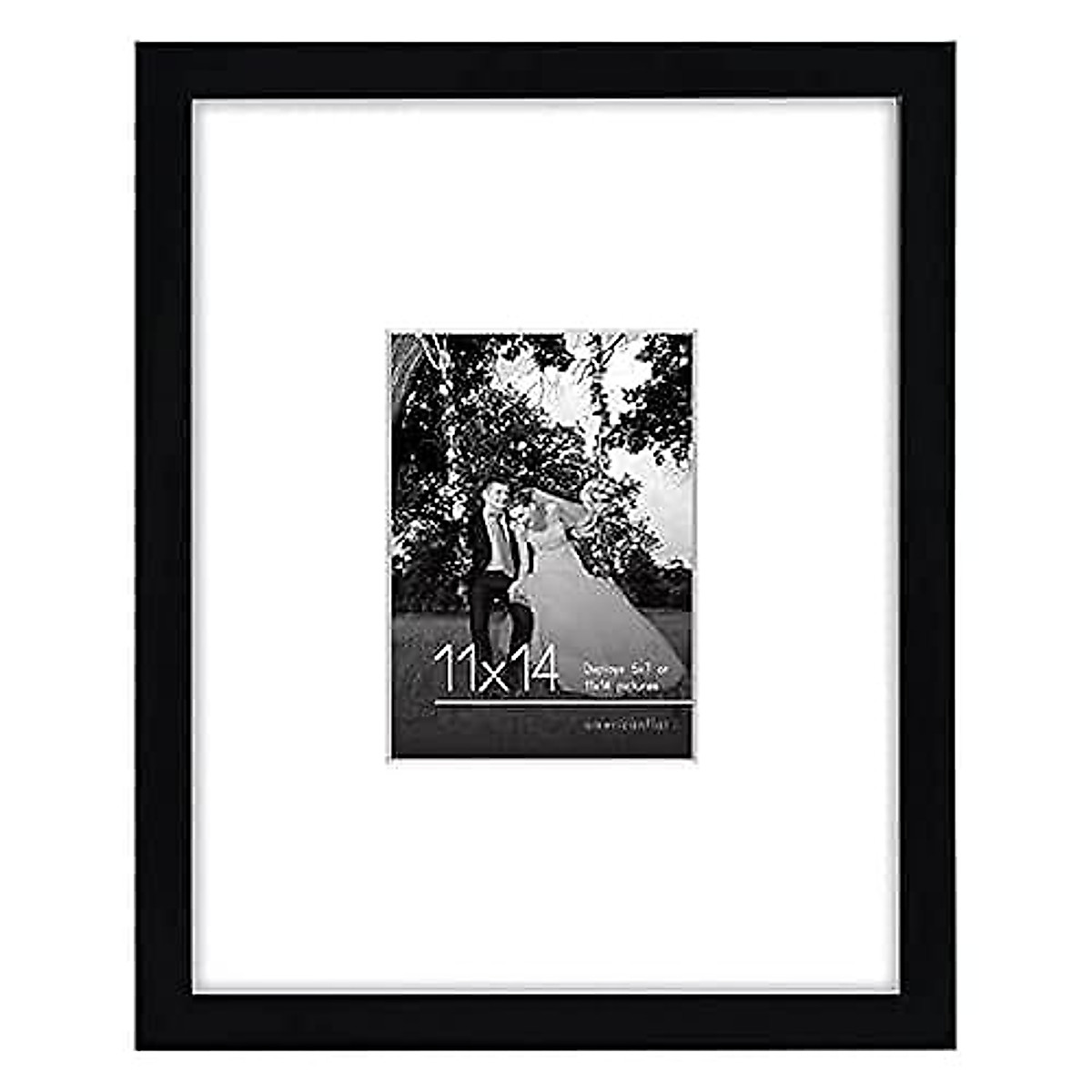 Americanflat 11x14 Picture Frame in Black - Use as 5x7 Frame with Mat or 11x14 Frame Without Mat - Engineered Wood with Shatter Resistant Glass, and Includes Hanging Hardware for Wall