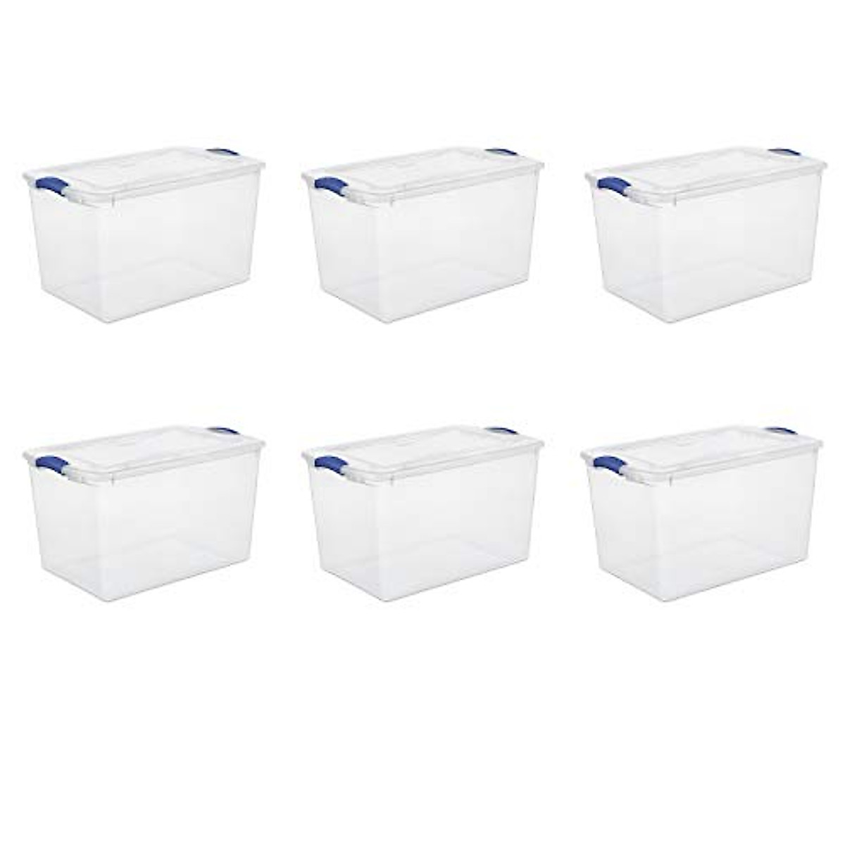 Sterilite 66 Quart Latch Box- Blue Eclipse, Set of 6