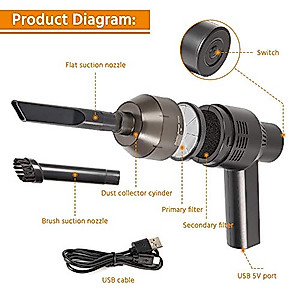 YKSINX Mini Handheld Vacuum Cordless, Keyboard Vacuum Cleaner, Rechargeable Computer Cleaner for Cleaning Small Areas