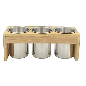 Flatware Caddy Stainless Steel Cutlery Holder with Wood Base