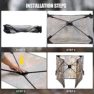 WTVIDAS Pop Up Ground Blind,Portable Hunting Blind for Duck Turkey,Ground Blinds for Deer Hunting,Quick Setup Lightweight Three-Panel Hunting Camouflage Accessory