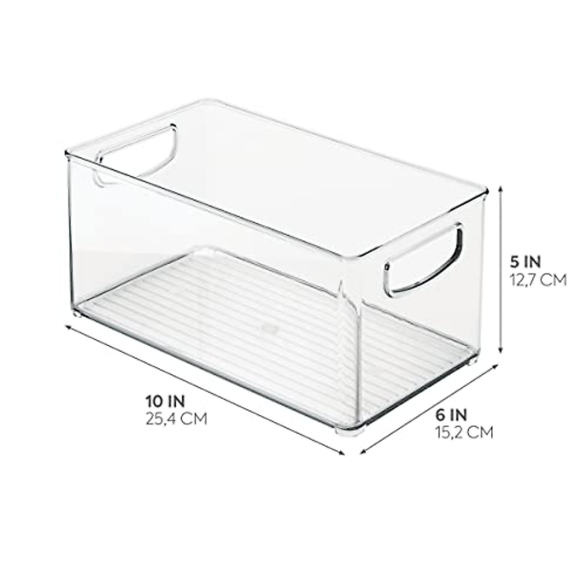 iDesign Plastic Fridge and Freezer Organizer Bin with Integrated Handles – 10” x 5” x 6”, Clear