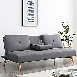 AC Pacific Hobbs Modern Contemporary Button Tufted Living Room Sofa Bed, Grey