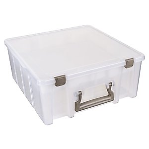 ArtBin 6899AZ Super Satchel Double Deep with Lift-Out Tray Storage Container, Portable Arts & Crafts Organizer with Removable Dividers, Clear