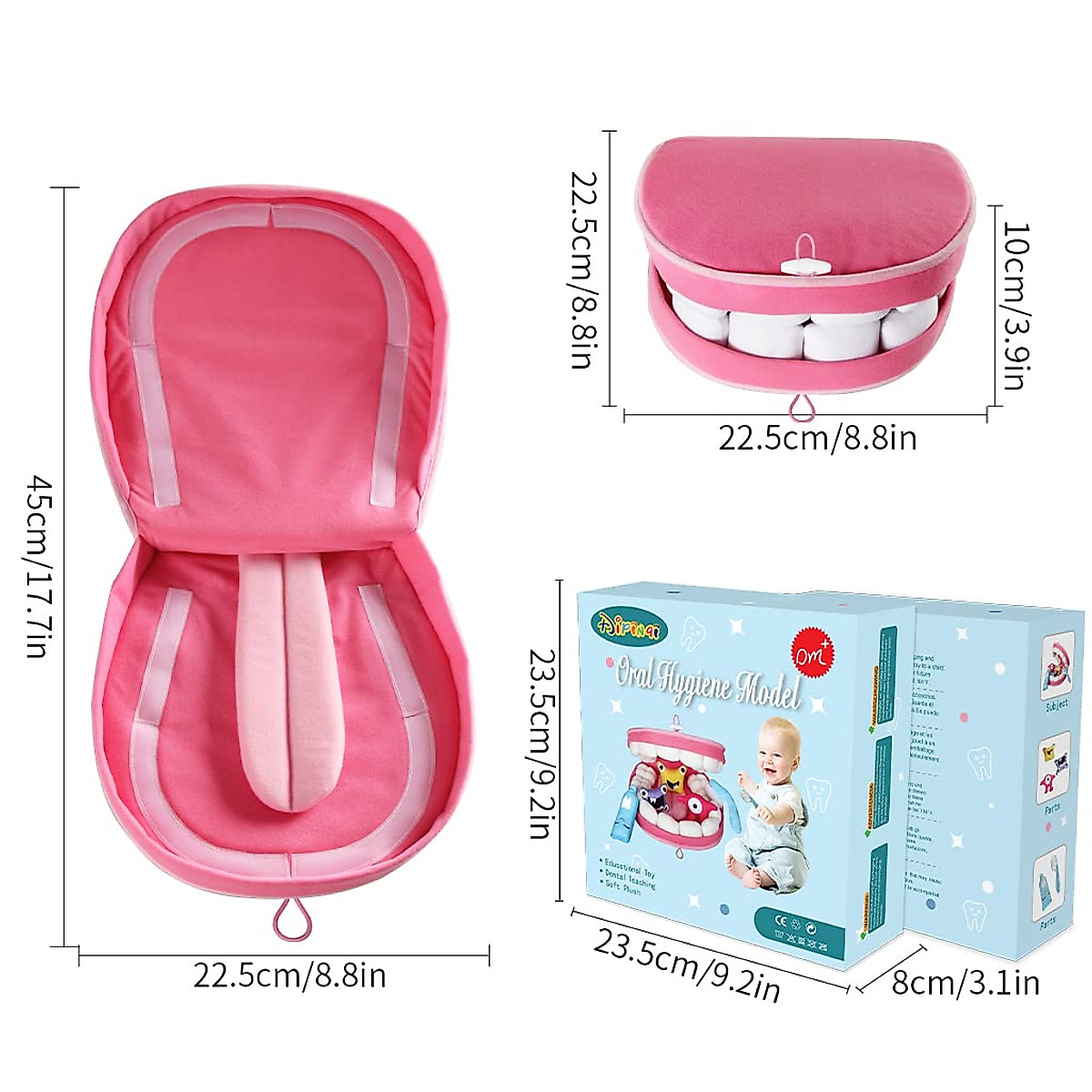 KAKIBLIN Educational Plush Toy, Preschool Educational Plush Toys for Kids, Teaching Kid How to Protect Teeth and Learning What in Their Oral