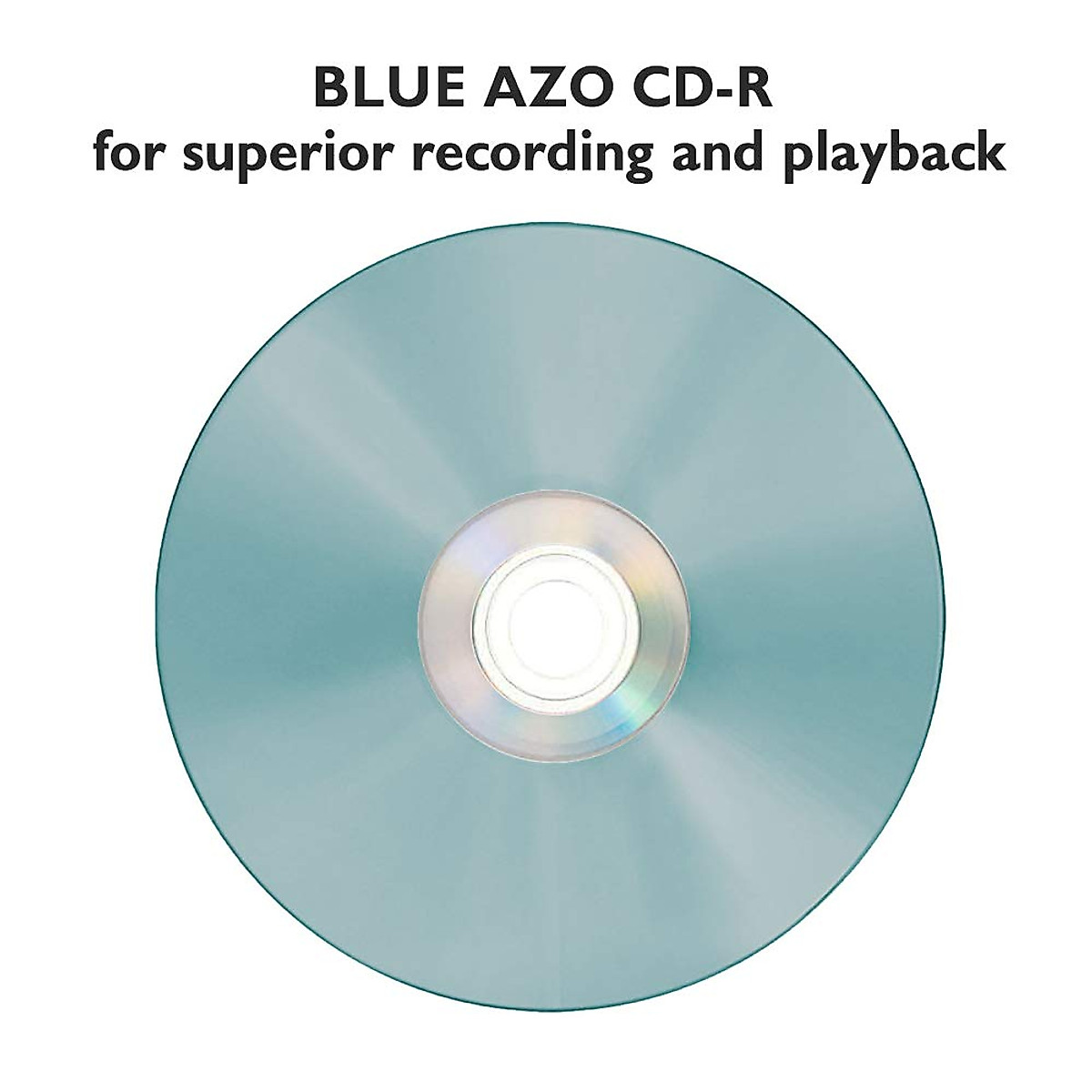 Optical Quantum Blue AZO CD-R 700MB 52X Shiny Silver Blank Recordable Media Disc - 100pk Cake Box, 100 Discs for Music, Data, and Video Recording, Writable Blank CDs