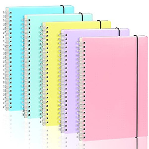EOOUT 5 Pack Dotted Spiral Notebook, 5.7" x 8.3" Journal for Women, Thick Plastic Cover, 160 Pages, 100gsm, Back to School, Office, Artist Writing/Drawing (Candy Colors)