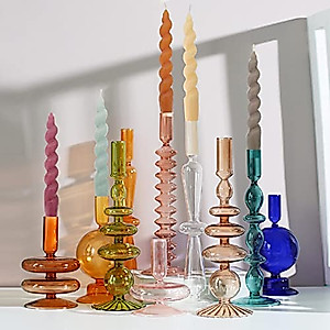 Spiral Taper Dinner Candles - Conical Stick Candles, H 7.5inch, Unscented, Aesthetic Candle, 3/4 Taper Candles, Long Votive Candles,Christmas Giftt,Chime Candles(Yellow)