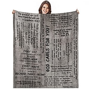 WISH TREE Christian Gifts for Men Scripture Throw Blanket Religious Spiritual Gifts with Bible Verse, Inspirational Thoughts and Healing Prayers Gift for Women Men 50"x60" (Holy Bible)