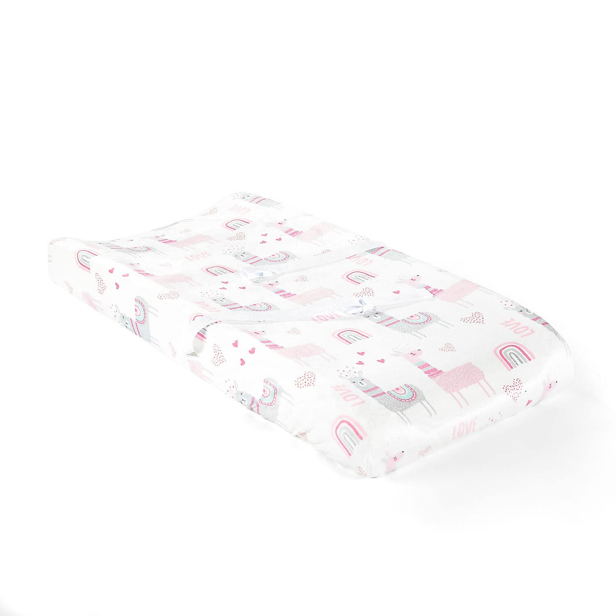 Lush Decor Llama Love Soft & Plush Changing Pad Cover, 32" x 16", Pink