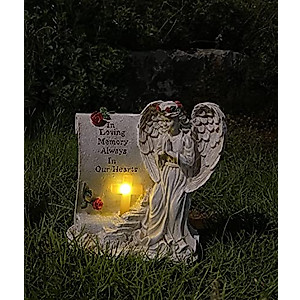 OakiWay Memorial Gifts - Garden Angel Statue Sympathy Gift with Solar Led Light, in Memory of Loved One, Condolence Gifts, Bereavement Gifts, Remembrance Gifts, Cemetary Grave Decorations