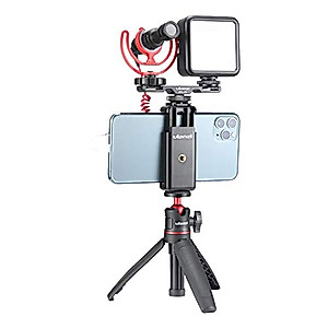 ULANZI ST-07 Phone Tripod Mount with Cold Shoe Mount for Microphone LED Video Light 1/4'' Tripod Screw for iPhone 11/Pro/Pro Max XS Max XR X 8 7 Plus Samsung Galaxy OnePlus Google Pixel Vlog Vlogging