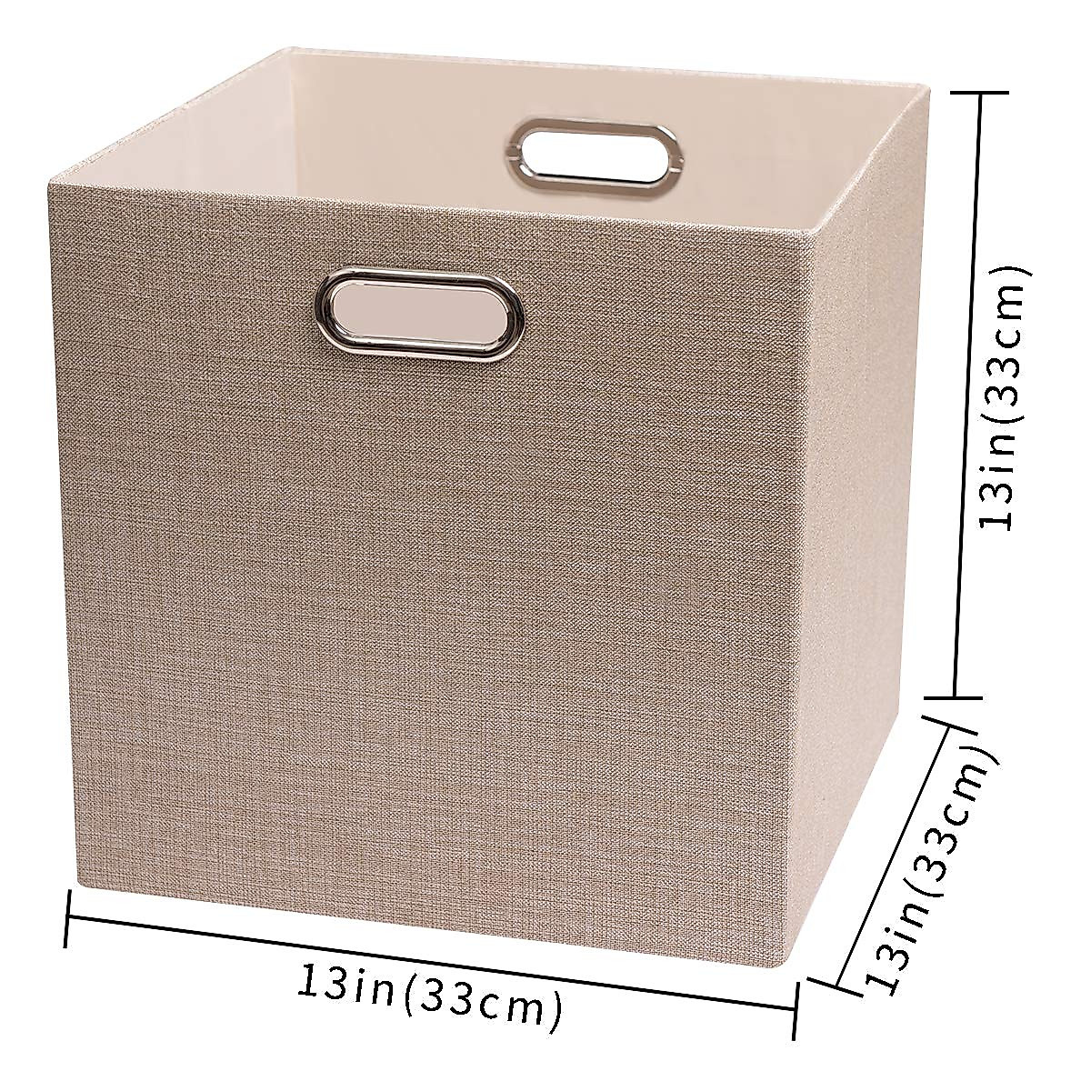 Posprica Storage Cube Basket Bins,13×13 Foldable Storage Boxes for Closet Organizer Shelf Cabinet Bookcase,Thick Fabric Drawer,Set of 4, Beige