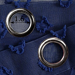 Lush Decor Navy Textured Dot Grommet Sheer Window Curtain Panel Pair (84" x 38"), 84" x 38