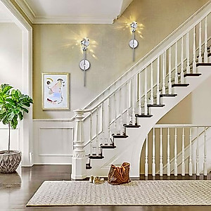 Untrammelife Indoor Wall Sconce Lighting Polished Nickel Wall Lamp 8W LED Crystal Wall Light 3 Color Temperatures Hardwired Indoor Wall Mounted Light Fixtures for Living Room,Bedroom,Bathroom