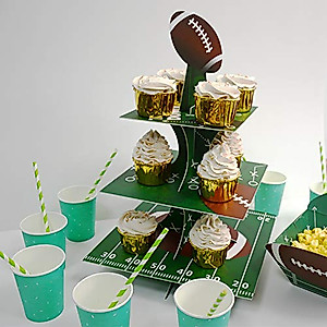 FRIDAY NIGHT Super Bowl Football Party Cardboard Cupcake Stands Mini Cake Stand Reusable Kid Birthday Baby Shower Football Theme Party Supplies Dessert Stand