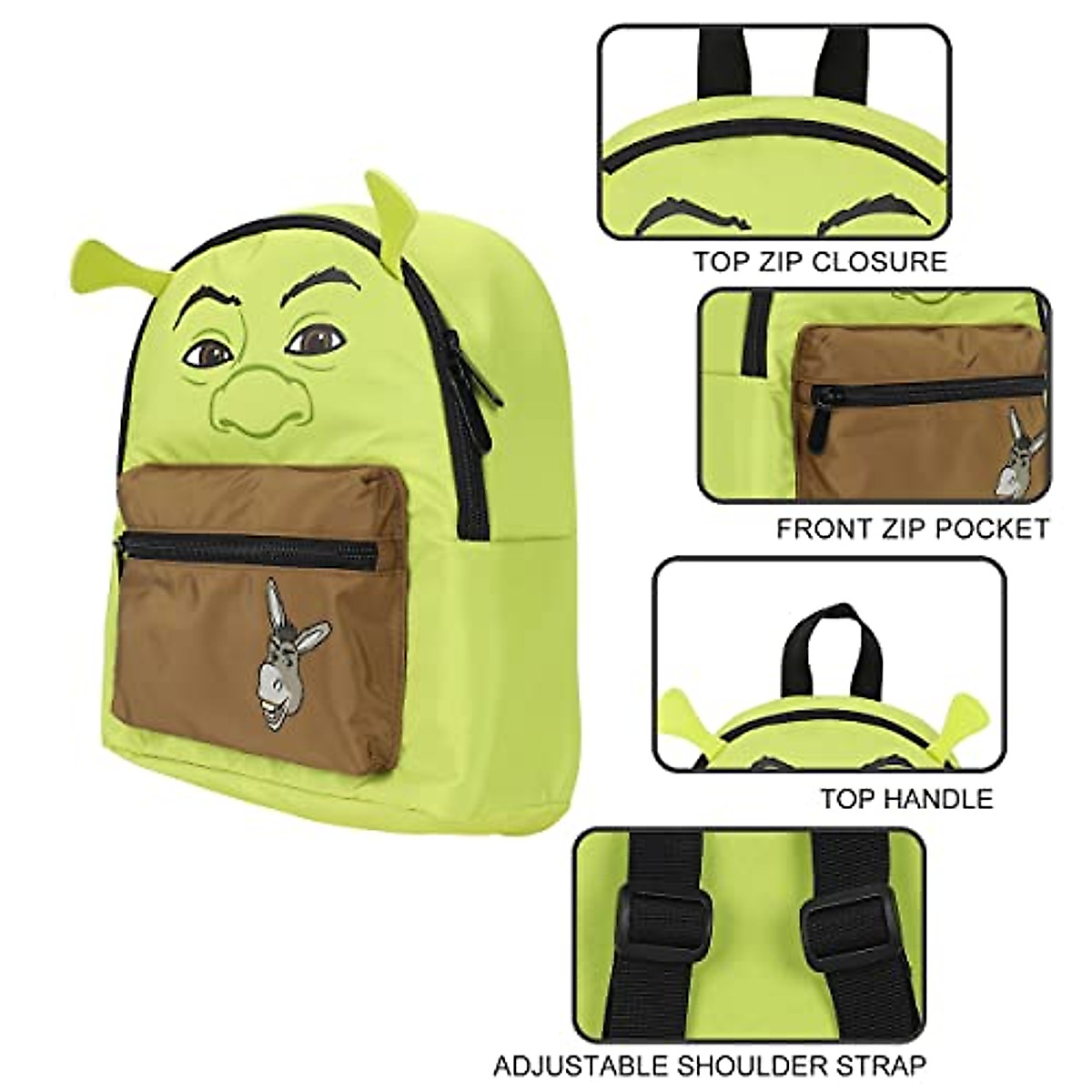 Bioworld Shrek Big Face With 3D Ears Women's Mini Backpack