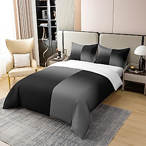 jejeloiu Grey Black Duvet Cover 100% Cotton King Size Geometric Bedding Set Modern Striped Art Comforter Cover Set Women Men Ultra Soft Decor Abstract Art Bedspread Cover Zipper