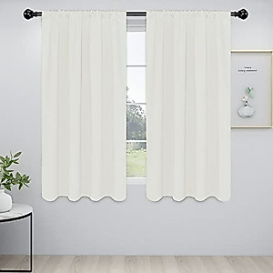 Easy-Going Rod Pocket Blackout Curtains for Bedroom, Room Darkening Window Curtains for Living Room, Thermal Insulated Noise Reduction Solid Window Drapes, 2 Panels(42x63 in, Ivory)