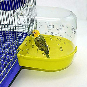 MNTT Hanging Bird Bath Cage,Pet Cleaning Cage Accessories Plastic Box Parrot Bathing for Pet Shower Bird Bathtub Birdbath(White)