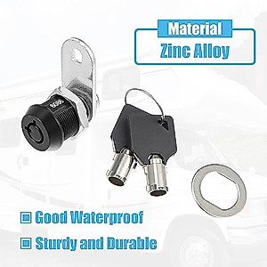 X AUTOHAUX 4 Sets 5/8" Zinc Alloy RV Storage Locks Cabinet Lock with Keys Cannular Cam Lock Offset Drawer Lock Black Fits on 3/8" Max Door Thickness