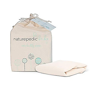 Naturepedic Organic Breathable Crib Mattress Cover, Removable Mattress Pad with Waterproof Layer for Baby and Toddler Bed, Standard Crib Size