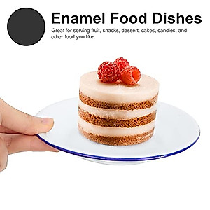 Hemoton 4Pcs Vintage Enamel Plate Fruit Plate Enamel Fruit Platter Vintage Salad Plate Enamel Washing Platter Vintage Enamel Trays Enamelware Serving Platter (14cm/ 5.5inch)