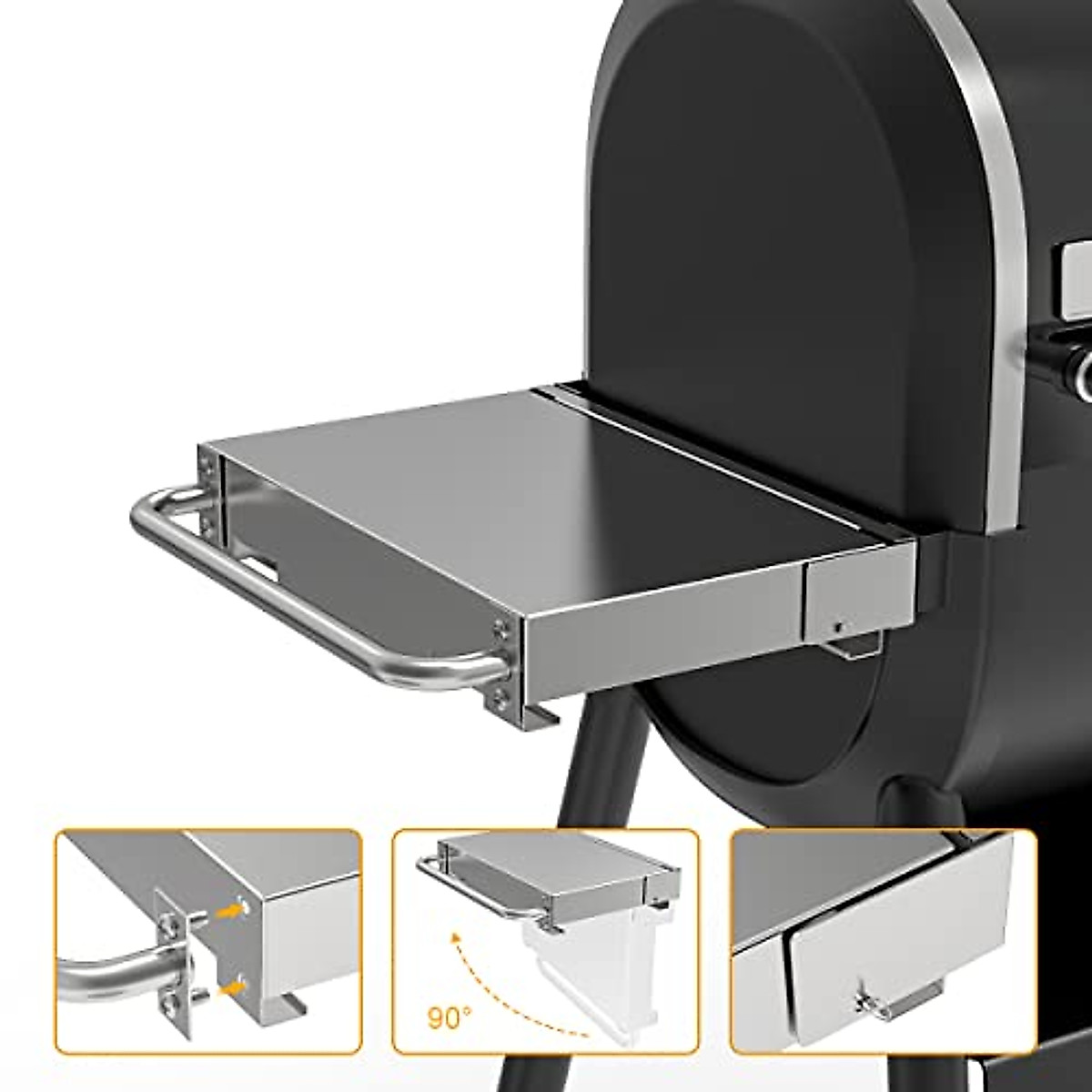 Folding Side Shelf Grill Side Table for Weber SmokeFire EX4 EX6 Grills -304 Stainless Steel Grill Side Shelf 7001