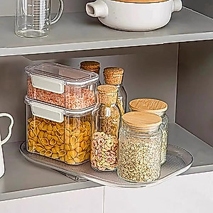 Square Lazy Susan for Refrigerator, Clear Turntable Organizer, 2 Pack 15.67'' Rectangular Fridge Organizers and Storage, Rotating Rack Organization for Kitchen, Counter Top, Cabinet Closet, Pantry