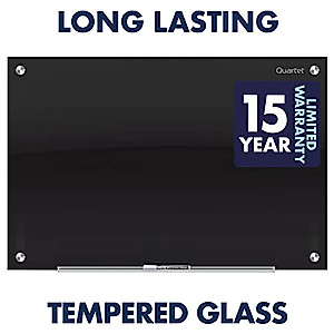 Quartet Glass Whiteboard, Magnetic Dry Erase White Board, 3' x 2', Black Surface, Infinity (G3624B)