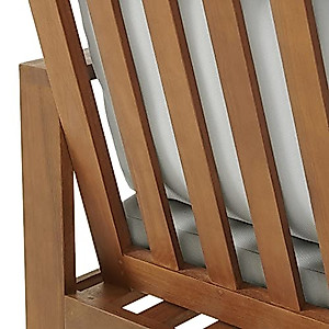 Weston Eucalyptus Wood Outdoor Chair with Gray Removable Cushions Weather-Resistant Deck Chair, Patio Furniture All-Weather, Backyard, Patio