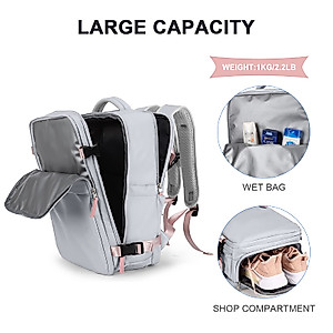 coowoz Travel Backpack For Women Men Airline Approved,Carry On Backpack,Large Hiking Backpack Waterproof Outdoor Sports Rucksack Casual Daypack Fit 15.6 Inch Laptop Backpack Grey College Backpack