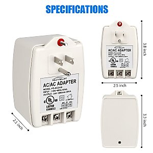 24VAC 50VA Wall Transformer with PTC Fuse Compatible with All Versions of Doorbell，Nest, Ecobee, Sensi and Honeywell Thermostat,Water Solftener,Screw Terminal Output
