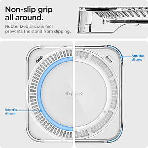 Spigen LD202 Designed for Mac Studio M2 Max, M2 Ultra, M1 Max, M1 Ultra Desktop Stand Mount with Built in Air Filter - Crystal Clear
