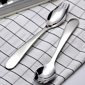 KAISHANE 6-Pack 18/10 Stainless Steel Sporks, 6.1-Inch, Multi-use Salad Fork & Dessert Spoon, Reusable Ice Cream & Fruit Utensils, Home, Camping, Travel, Easy Clean