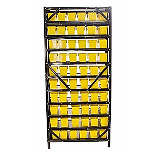 Erie Tools® TLPB60 60 Parts Bin Shelving Organize with Plastic Bins for Garage, Shop, and Home Storage