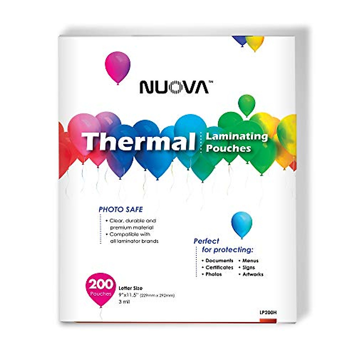 Nuova Premium Thermal Laminating Pouches, 9" x 11.5"/Letter Size/3 mil, 200 Pack (LP200H) & Premium Thermal Laminating Pouches 9" x 11.5", Letter Size, 3 mil, 100 Pack (LP100H)