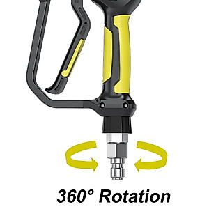 POHIR Pressure Washer Gun 3600 PSI with 3/8'' Swivel Quick Connect Extension Wand, M22 15mm and M22 14mm Fitting 30 Inch 7 Nozzle Tips, Yellow