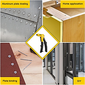 TOLRET Rivet Gun, Pop Rivet Gun Kit with 320 Pcs Rivets, Manual Rivet Tool with 4 Manual Interchangeable Nosepieces, Heavy Duty Hand Riveter for Metal, Wood, Plastic,TR-205
