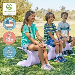 ECR4Kids Wave Seat, 14in - 15.1in Seat Height, Perch Stool, Light Purple, 2-Pack