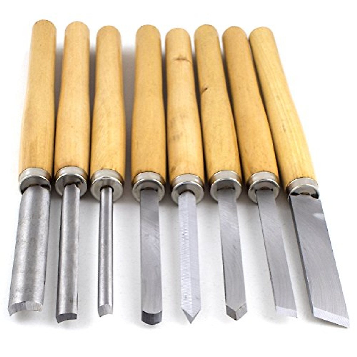 Bastex Professional Quality Wood Turning Chisel 8 pcs Set Included Lathes: 2 Skew 1 Spear Point 1 Parting 1 Round Nose & 3 Gouge Tools for Wood Working Professionals or Hobbyist. Starter Pack Kit