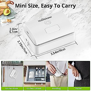 Mini Vacuum Sealer Machine HOMEKANE, Rechargeable Portable Food Vacuum Sealer with Cutter,Bag Sealer Quick Heat Vacuum Sealer Machine, Food Sealer for Snack Plastic Bags Food Storage