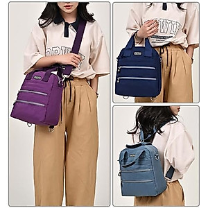 Tiny Chou Waterproof Nylon Crossbody Shoulder Bags, Fashion Travel Backpack Purse, Multi Pockets Hobo Bags with Adjustable Strap for Women, Lightweight Small Totes Handbags (Black)