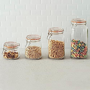 Home Basics X-Large Mason Jar With Lid (Clear) Single Mason Jar For Pickles, Sauces, Jelly, Condiments, and Snacks | Mason Jar With Bail Lid and Rubber Gasket | Holds 8 Cups