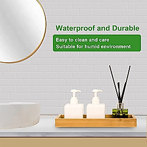 Bamboo Vanity Tray,Bamboo Tray for Bathroom,Small Tray for Dresser Counter, Toilet Tank Top Decorative Tray - Holds Small Items, Makeup Candle Perfume Ring Earring Soap Dispenser(Bamboo Tray 1 Piece)