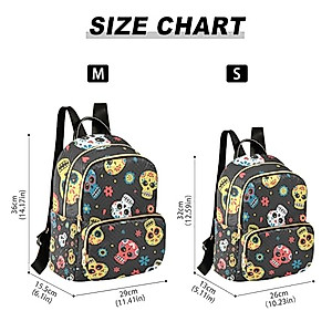 Yasala Halloween Women Backpack Sugar Skull Cute Flower Travel Bag Compact Daily Bag Diaper Bag